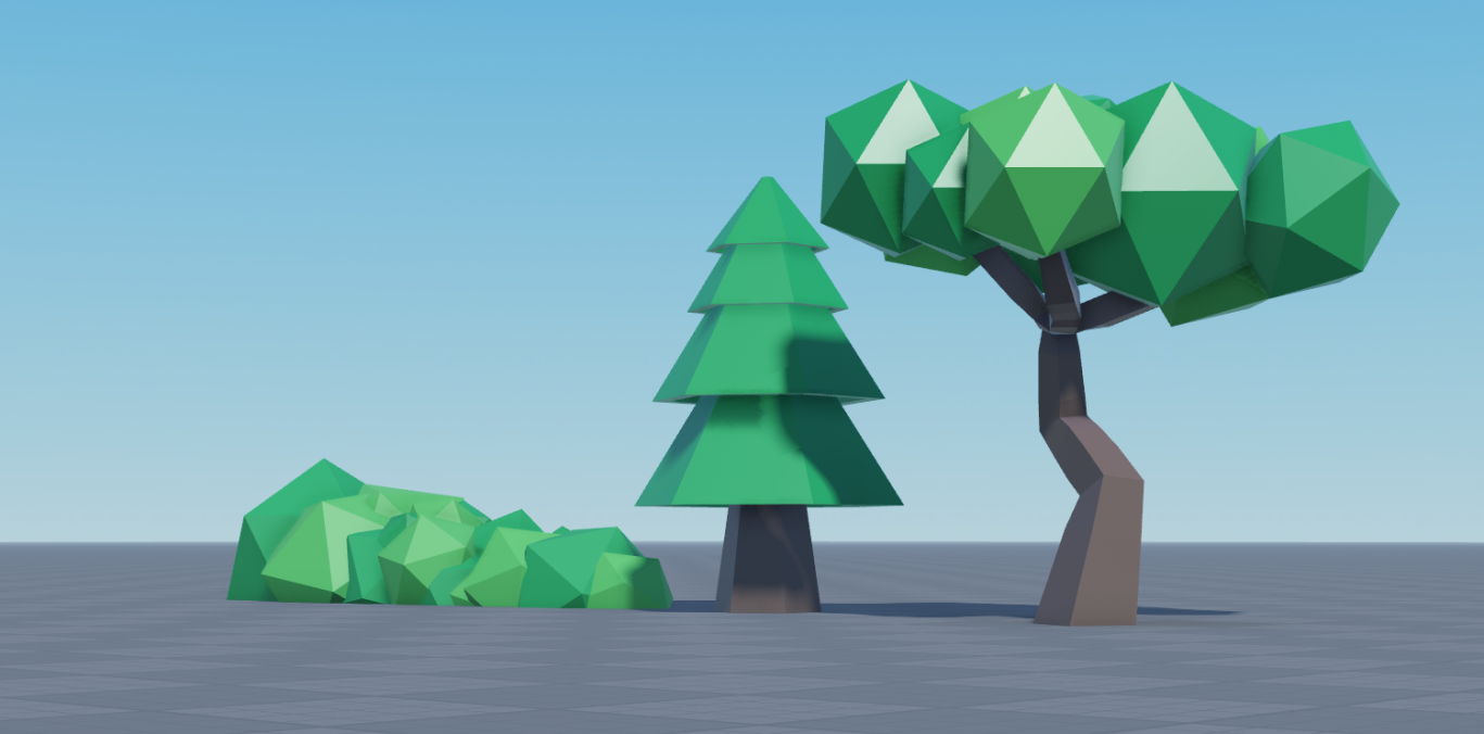 Low-poly trees and bushes bundle – Clearly Development
