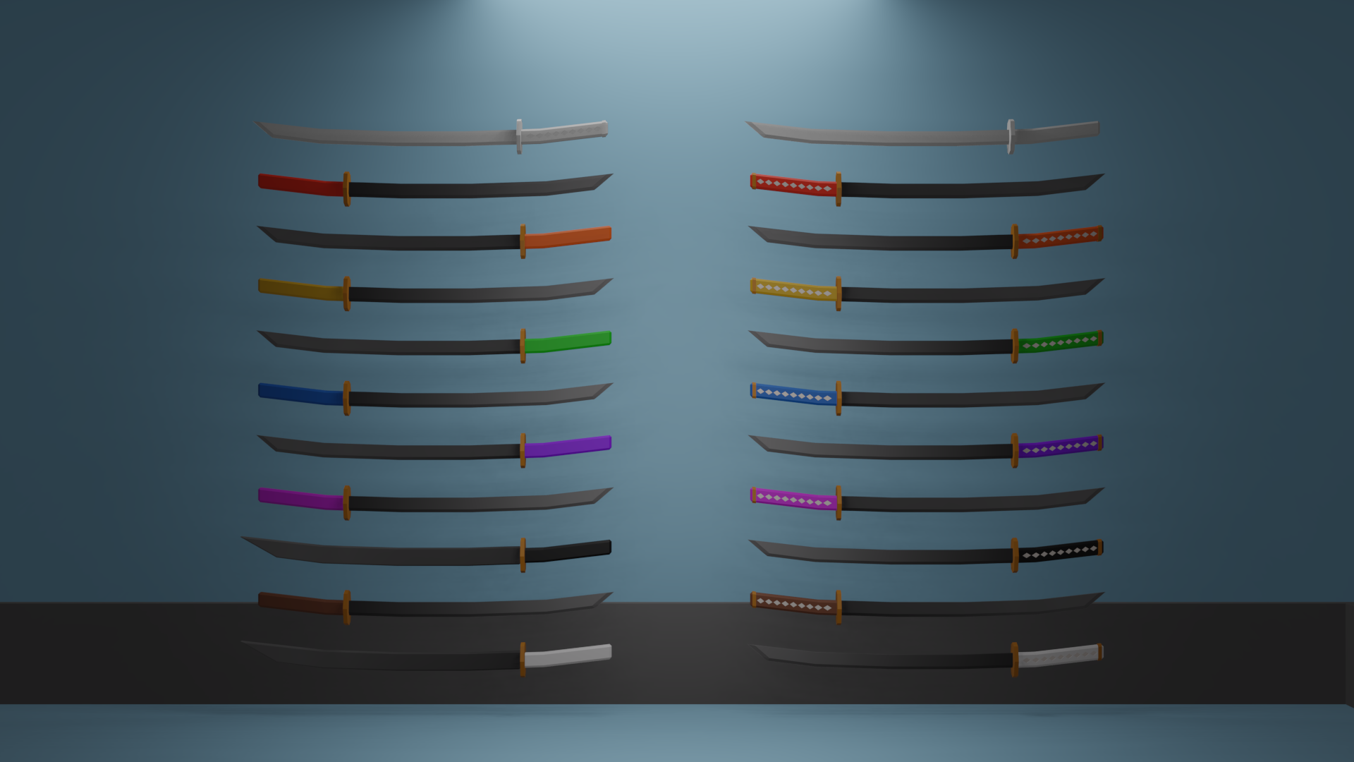 Low Poly Katana Collection (3 different stands) – Clearly Development