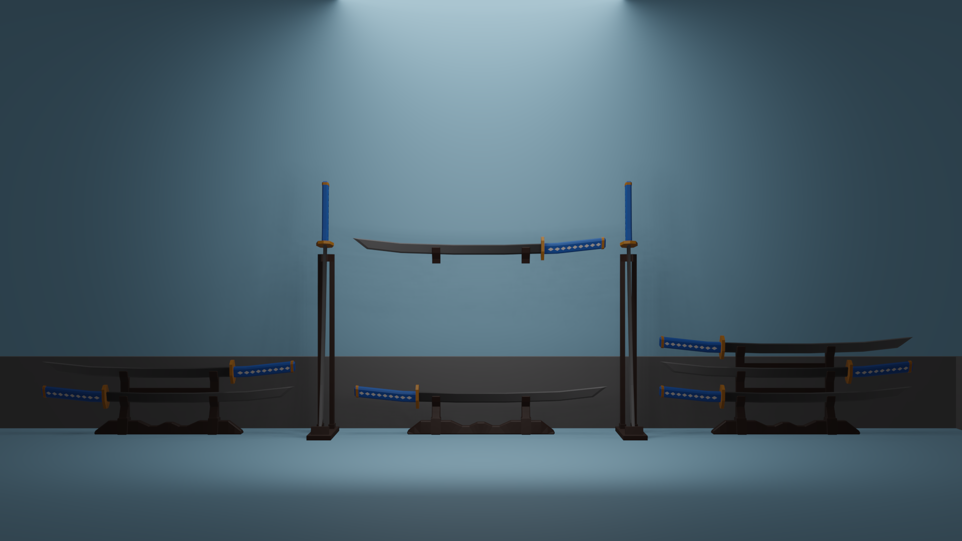 Low Poly Katana Collection (3 different stands) – Clearly Development