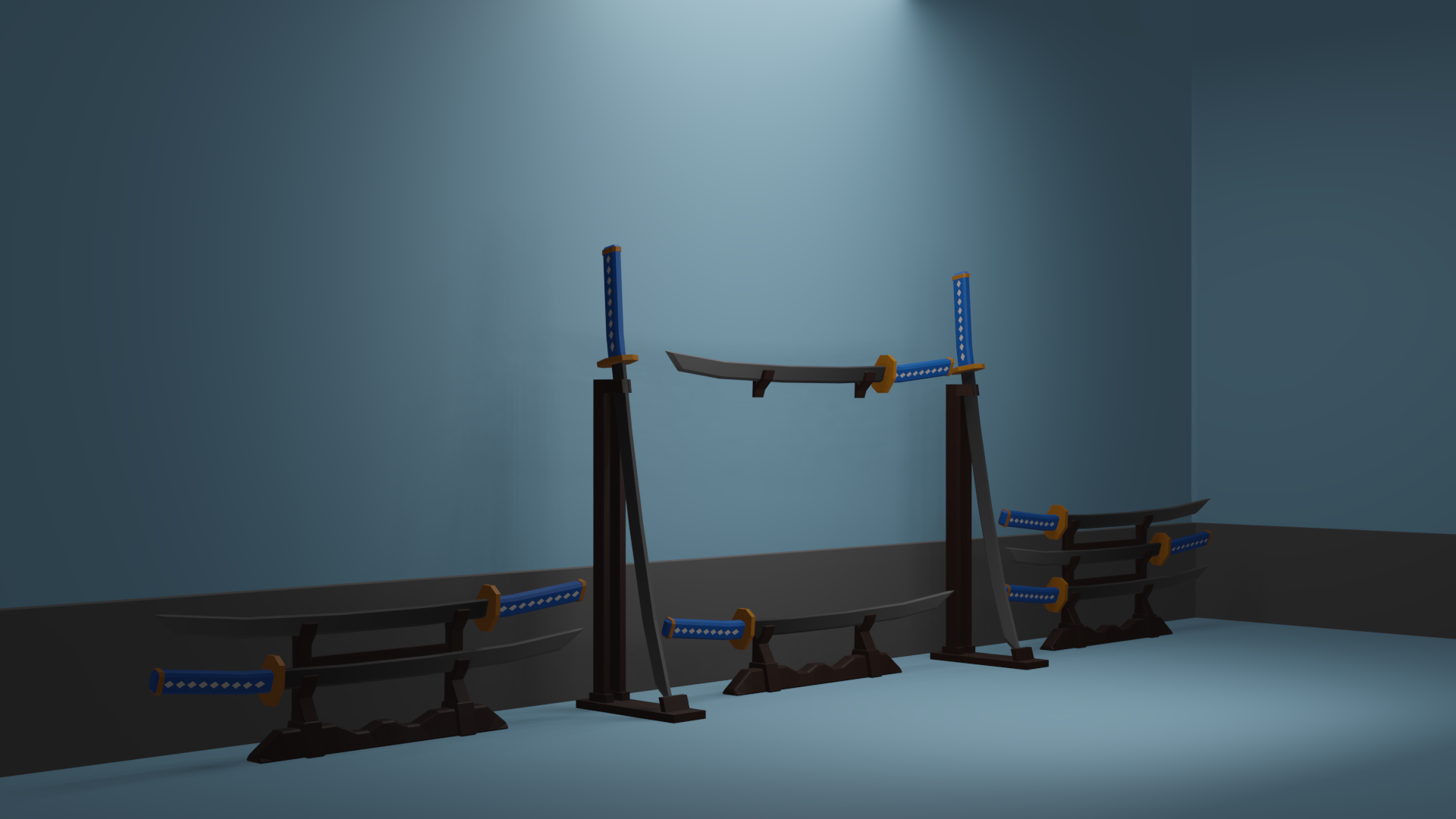 Low Poly Katana Collection (3 different stands) – Clearly Development