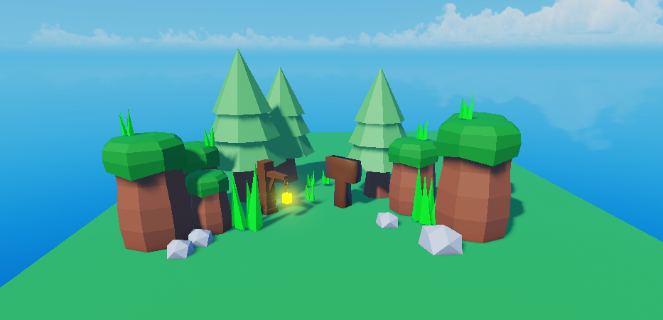 Roblox Assest Pack with grass rocks tress sign lamp and terrain ...