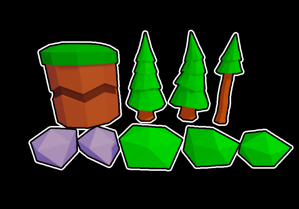 Low Poly Border, Trees, Bush and Rocks – Clearly Development