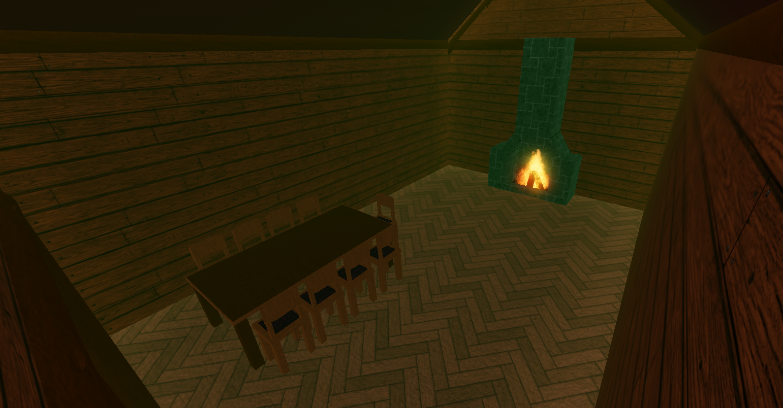 Rustic Wilderness Retreat: Wooden Log Hut, Furnished with Chairs, Table ...