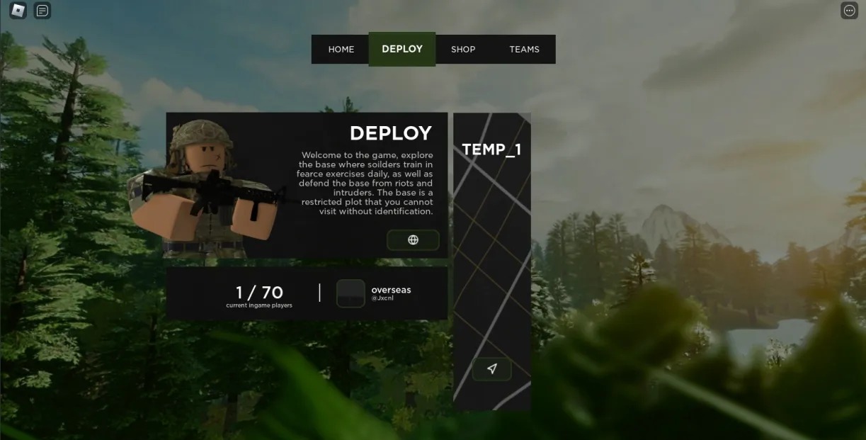 Project Combat, MILITARY MAIN MENU UI – Clearly Development