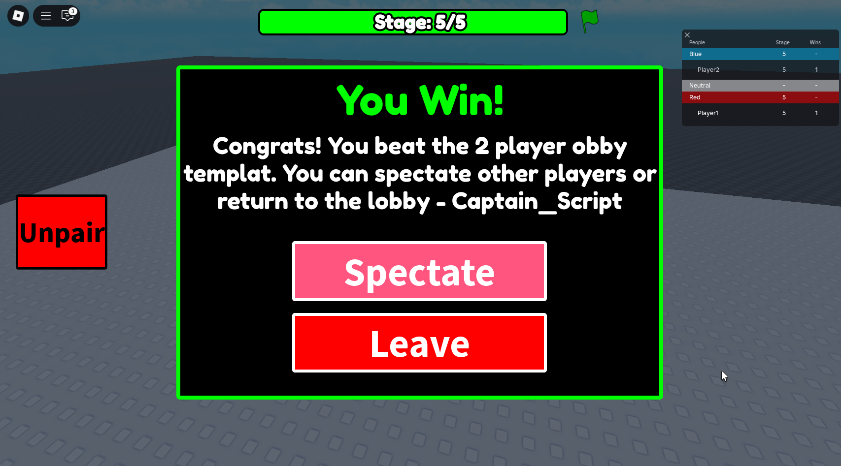 2 Player Obby Template – Clearly Development