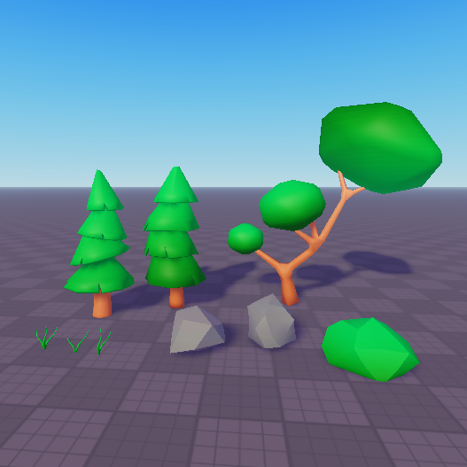 LOW POLY BASIC NATURE ASSET PACK RESIZABLE ROCKS and BUSHES – Clearly Development
